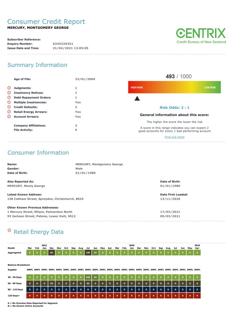 Sample Credit Report | Sample Credit Report PDF | Centrix